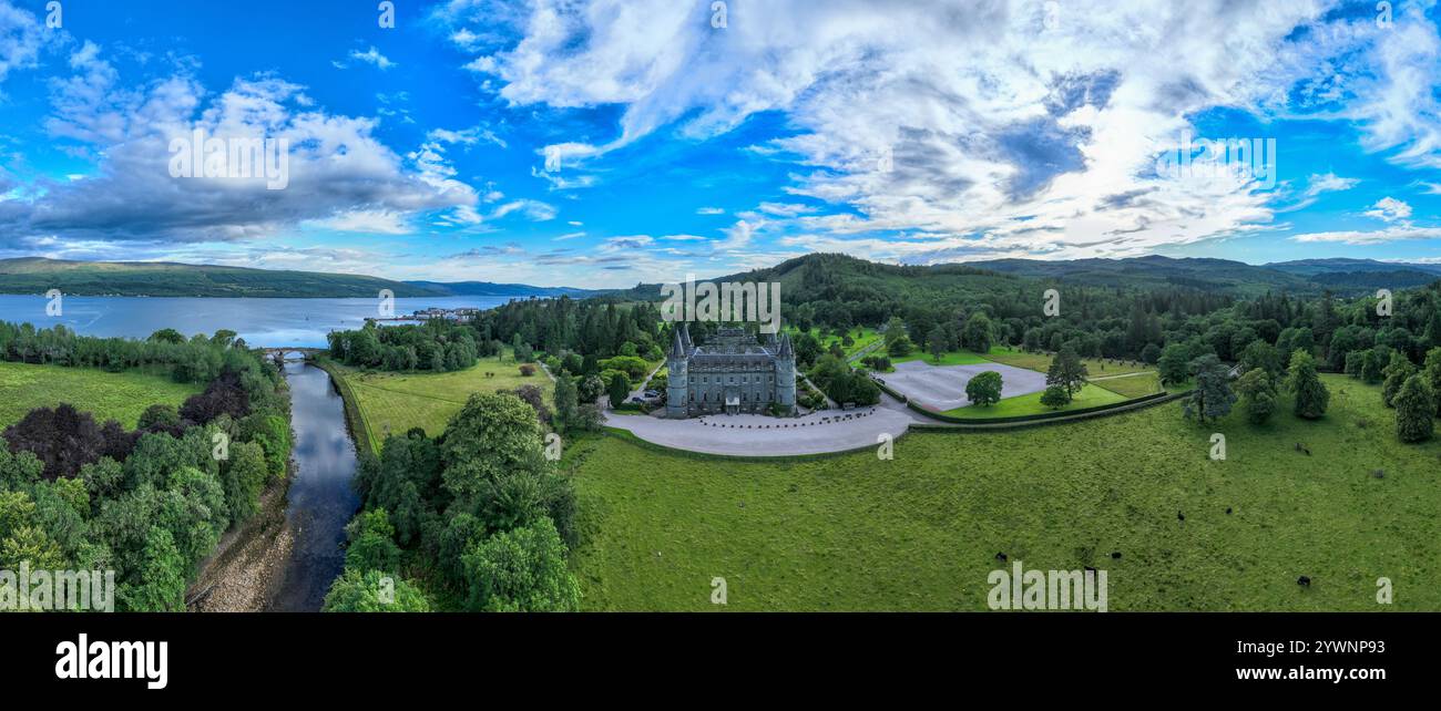 Aerial view of Inveraray Castle in Argyll and Bute. It is the seat of ...