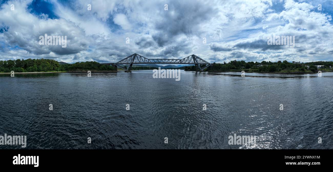 Aerial view of the Connel Bridge near Oban, Scotland. Connel Bridge is ...