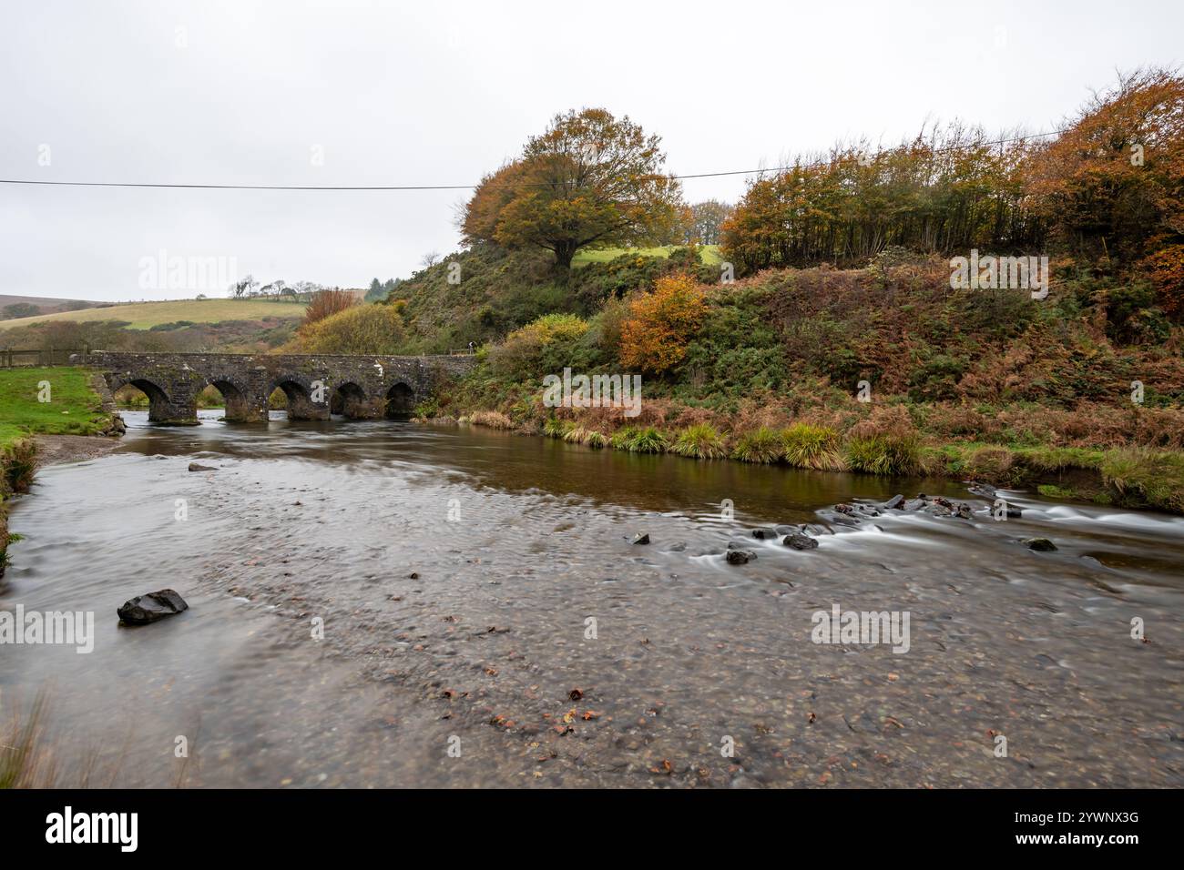 Photo of the autumn colours at Landacre bridge in Exmoor National Park ...