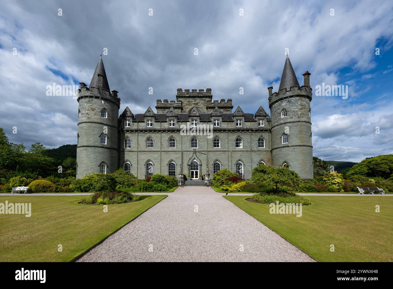 Inveraray Castle in Argyll and Bute. It is the seat of the Dukes of ...