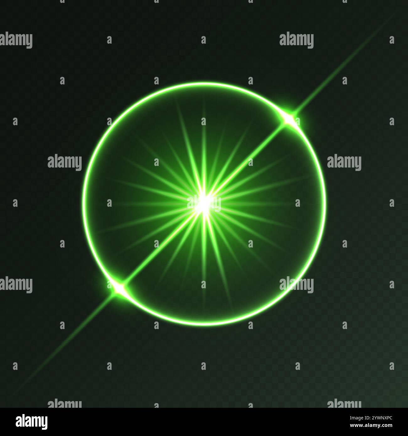 Green light flare, glowing shiny sparkle, lens flare effect, bright ...