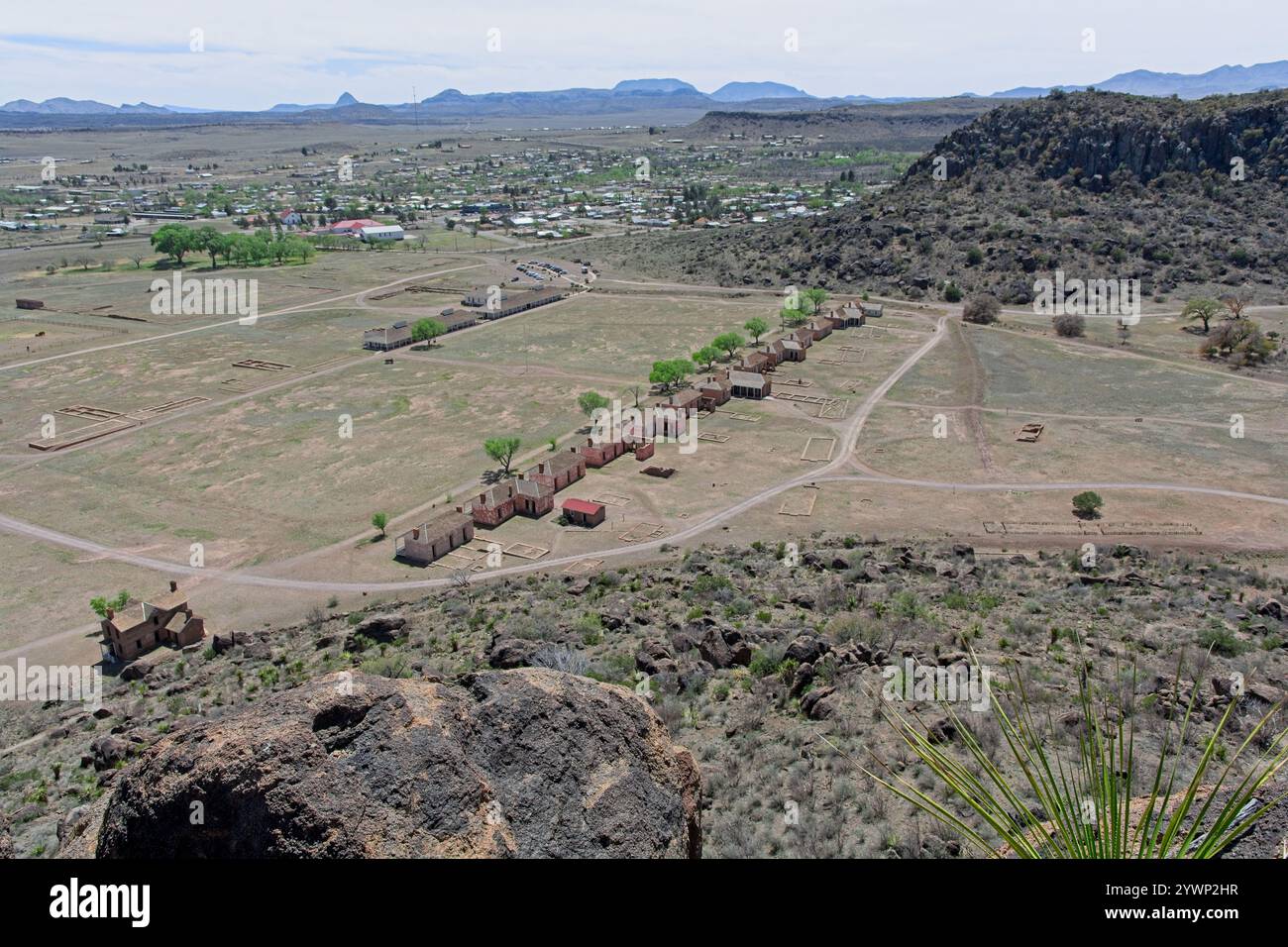Row of 19th century buildings of Fort Davis National Historic Site on ...