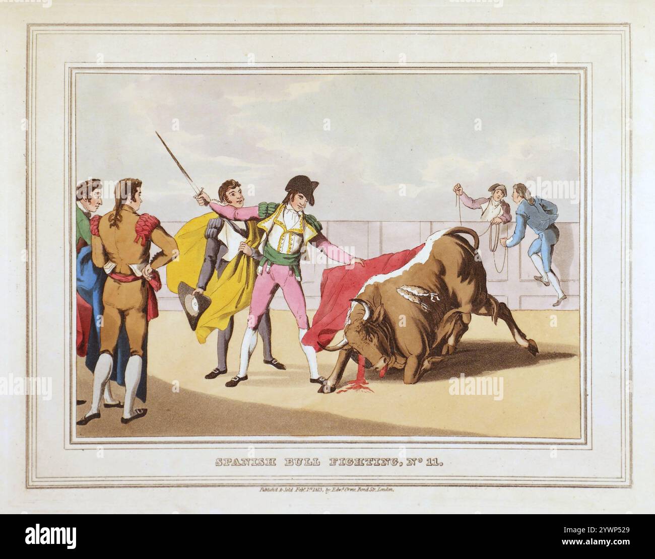 Vintage Lithograph from Bull Fighting In Spain; by John Heaviside Clark ...