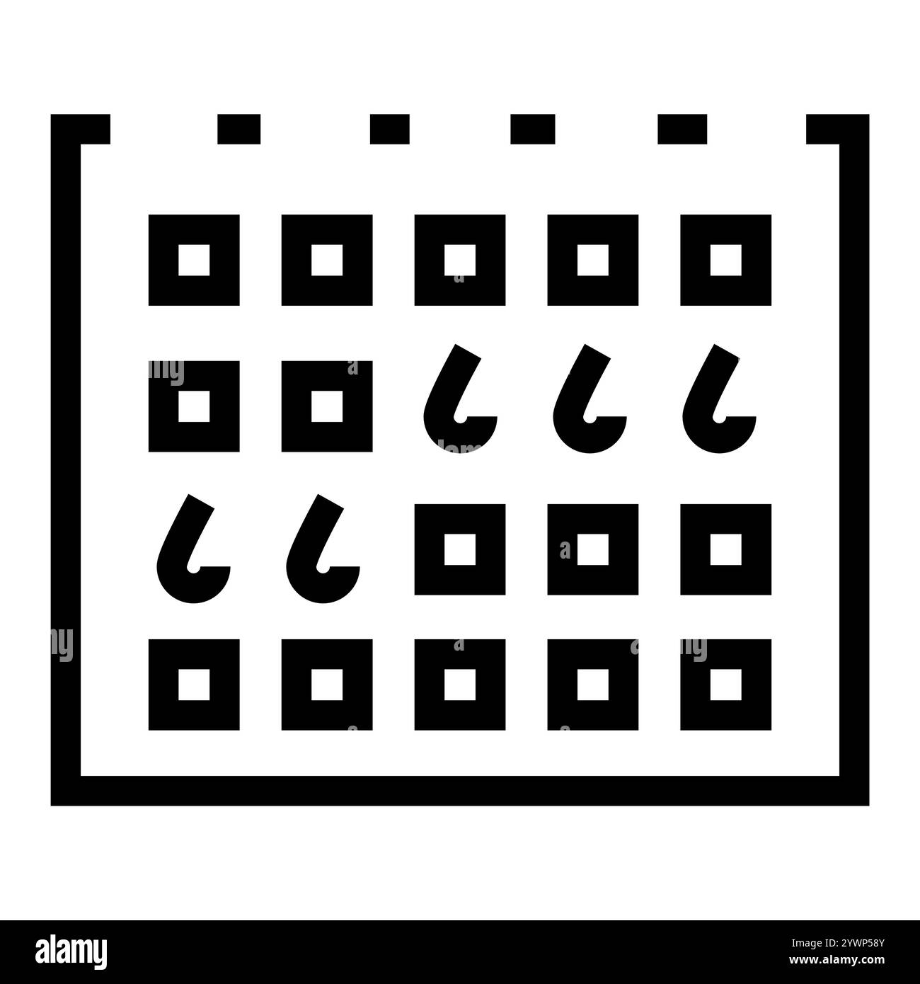 Menstrual calendar line black icon. Vector isolated button. Editable ...