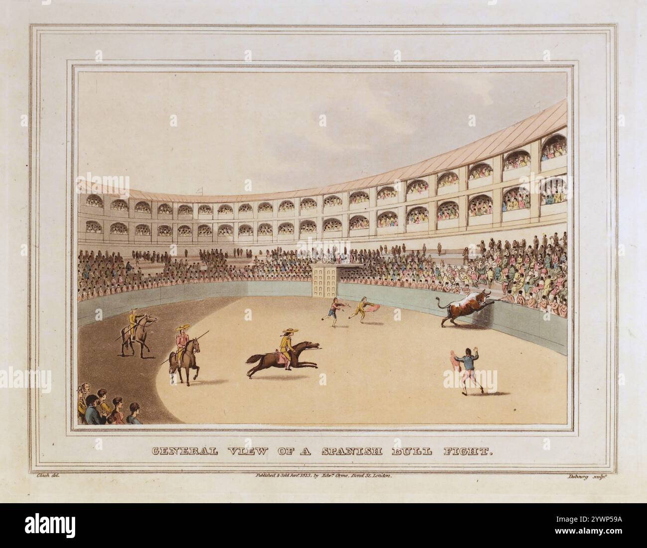 Vintage Lithograph from Bull Fighting In Spain; by John Heaviside Clark ...