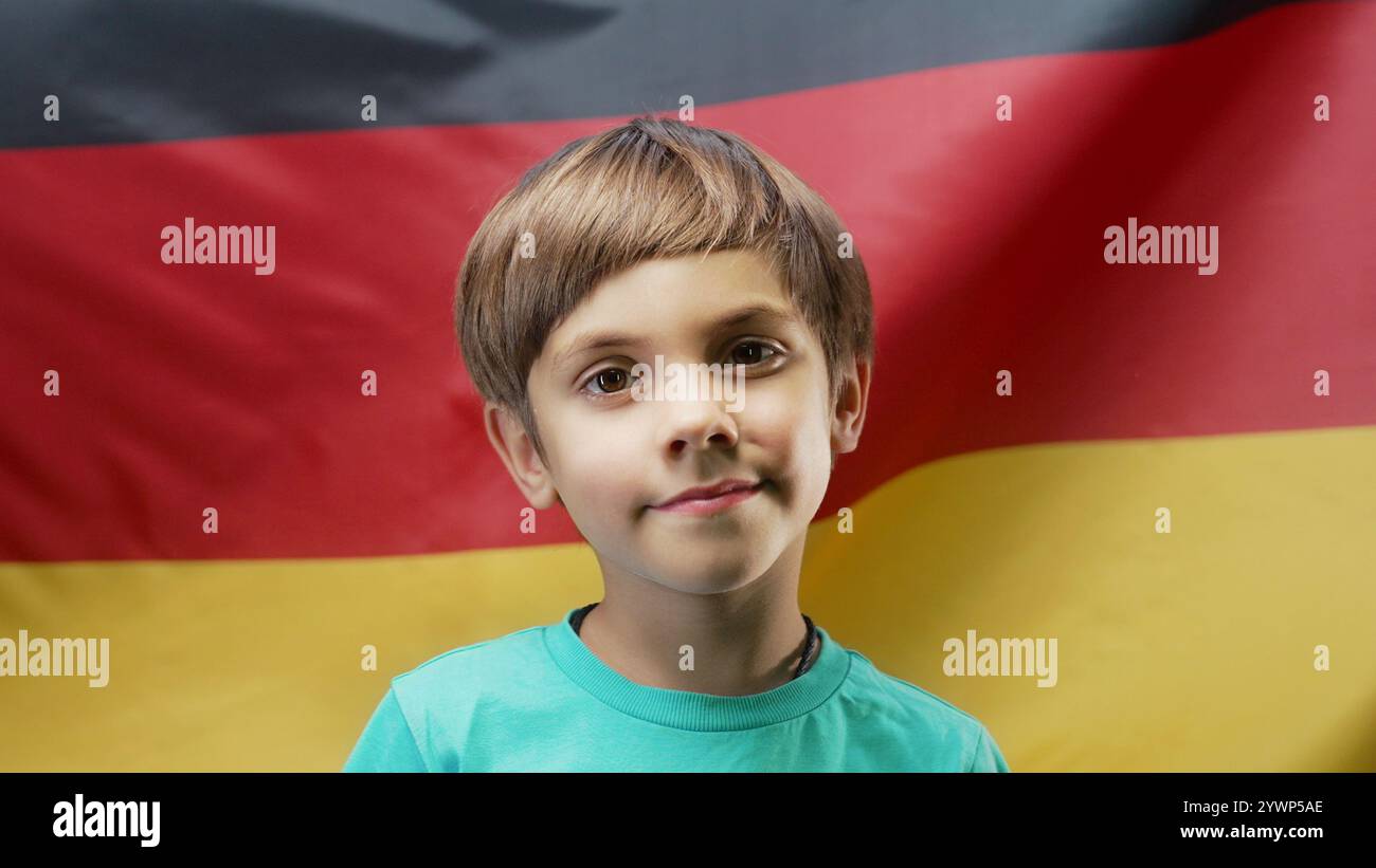Happy German Little Boy Patriot Kid, Germany National Flag Backdrop ...