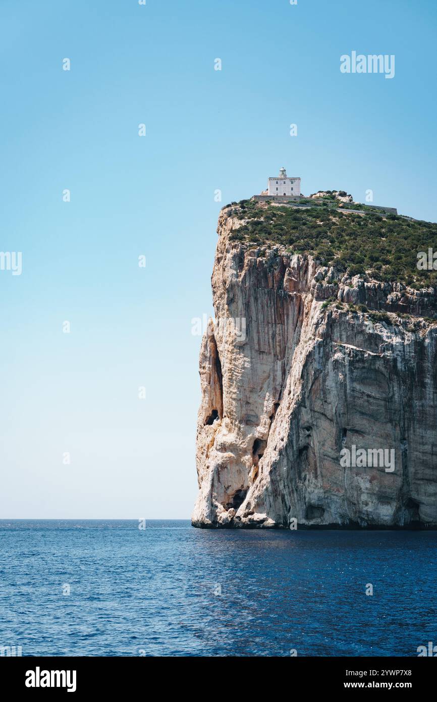 Capo Caccia Lighthouse in Sardinia, Italy. An active 19th century light ...