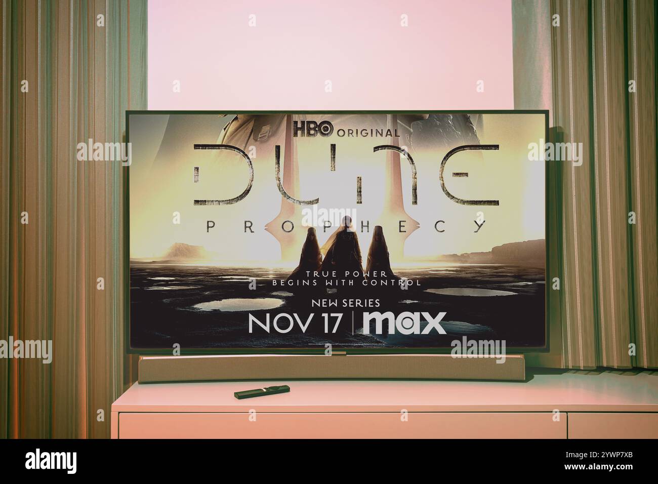 Popular TV series show DUNE Prophecy displayed on Television screen ...