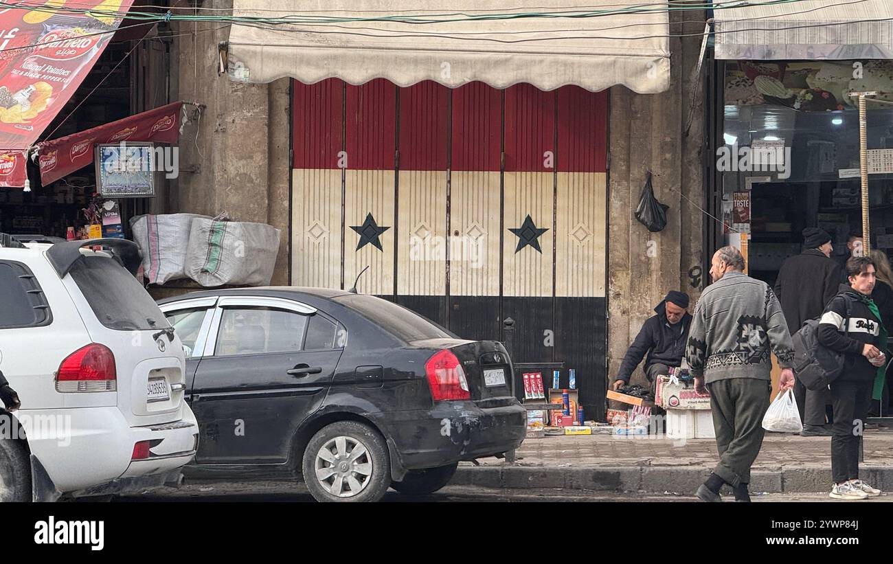 The streets of the city Aleppo in northern Syria after the fall of ...