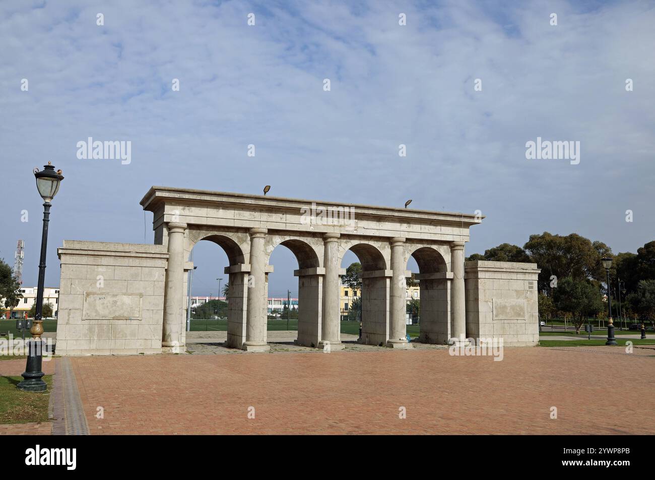 European stone archway at Marshan Park in Tangiers Stock Photo - Alamy