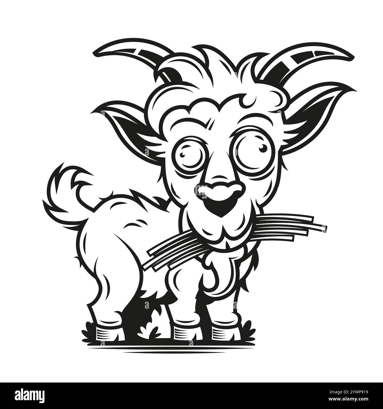 cute goat with horn vector illustration - Arabic translation Eid Adha ...