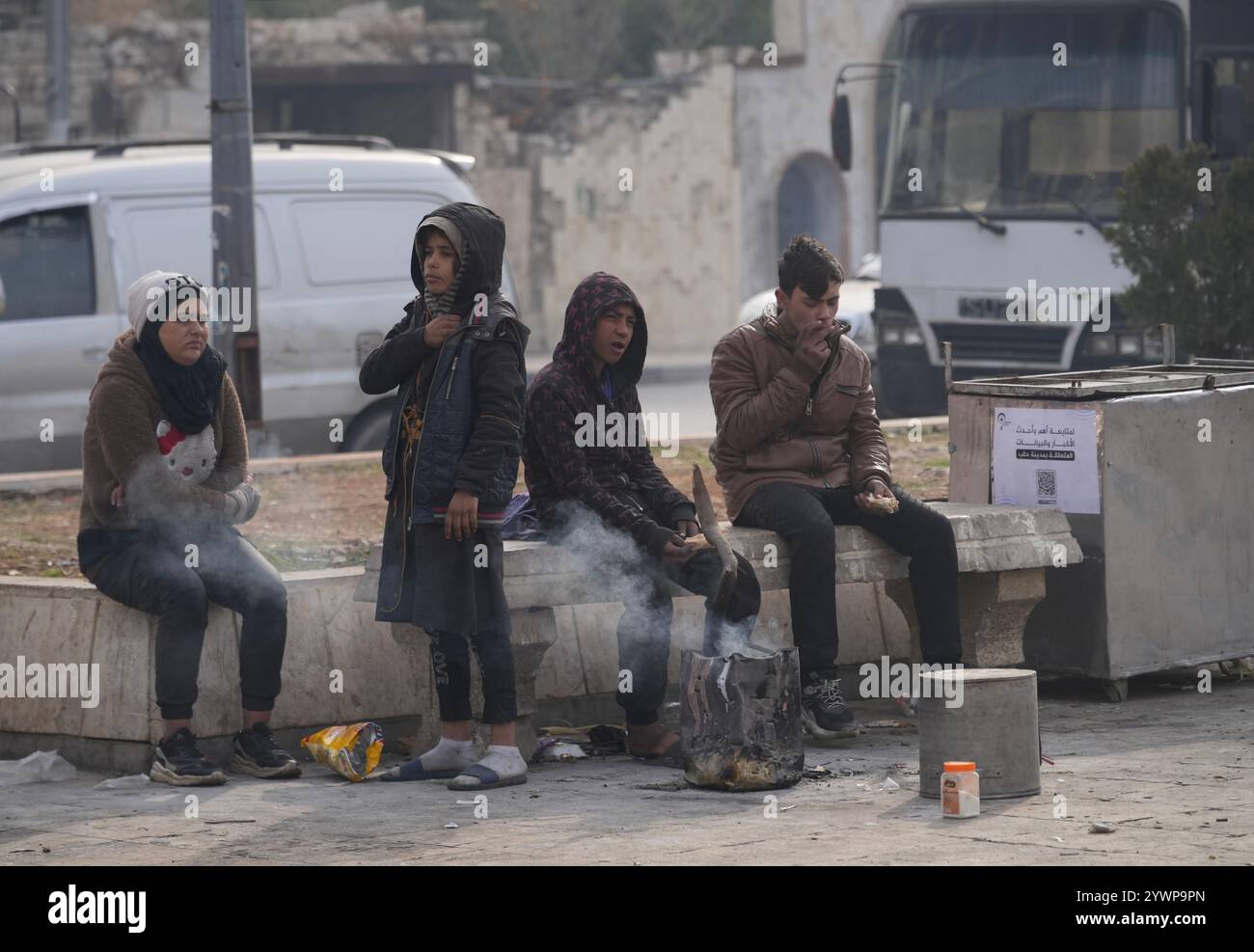 The streets of the city Aleppo in northern Syria after the fall of ...