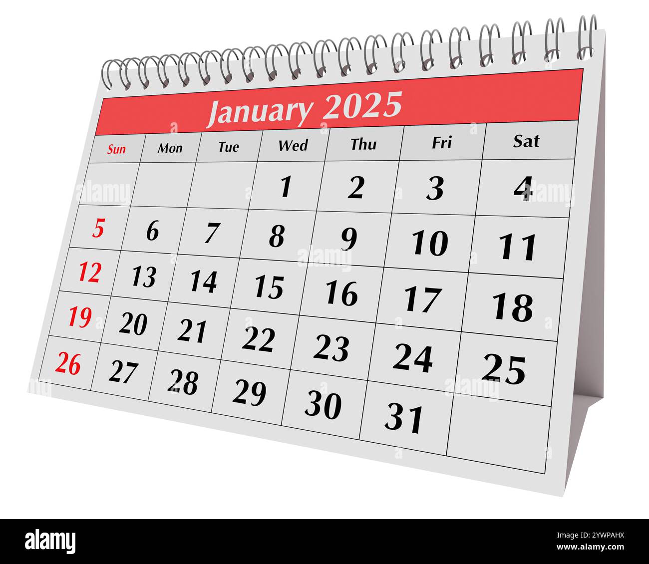 January 2025 calendar. Page of the annual business desk month winter ...
