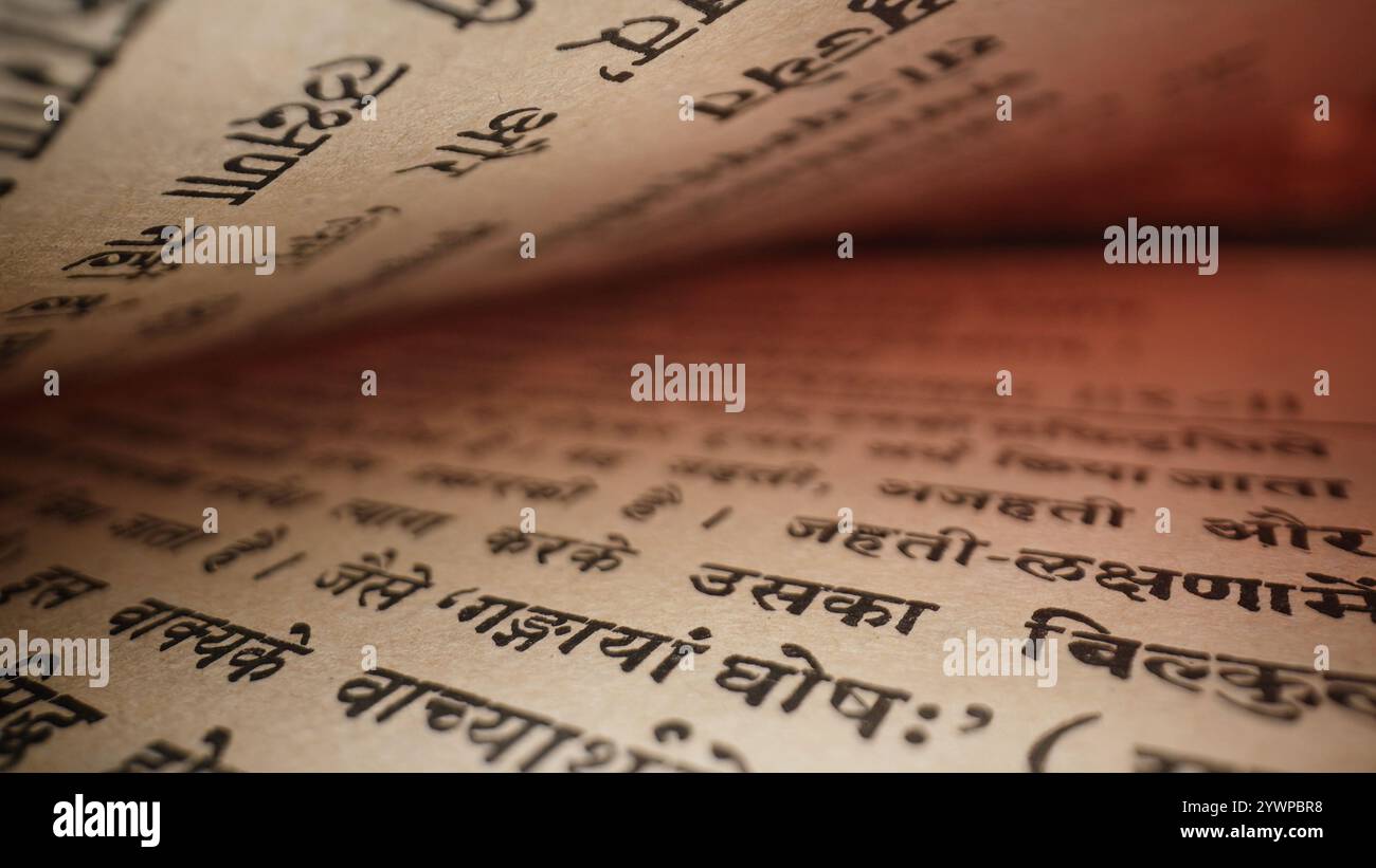Old Vintage Handwritten Scriptures On Sanskrit. Exploring Sacred Vedic ...