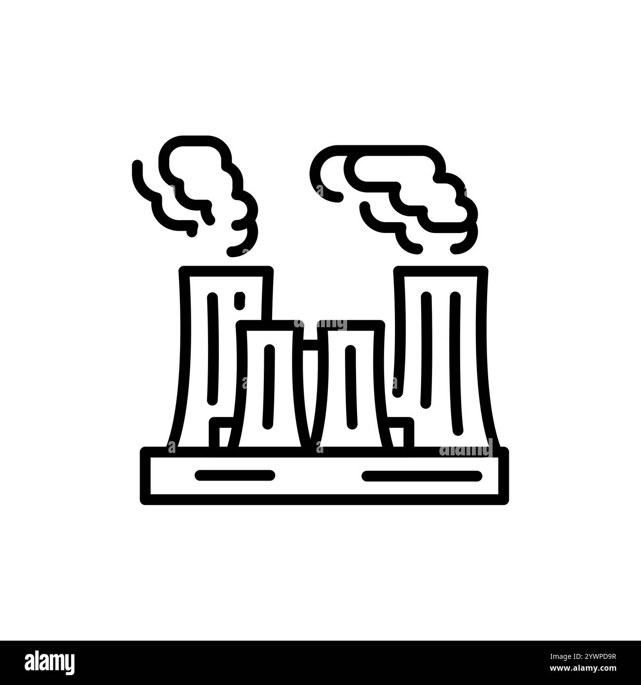Nuclear Power Plant Black Line Icon Alternative Energy Source Vector Isolated Element Stock