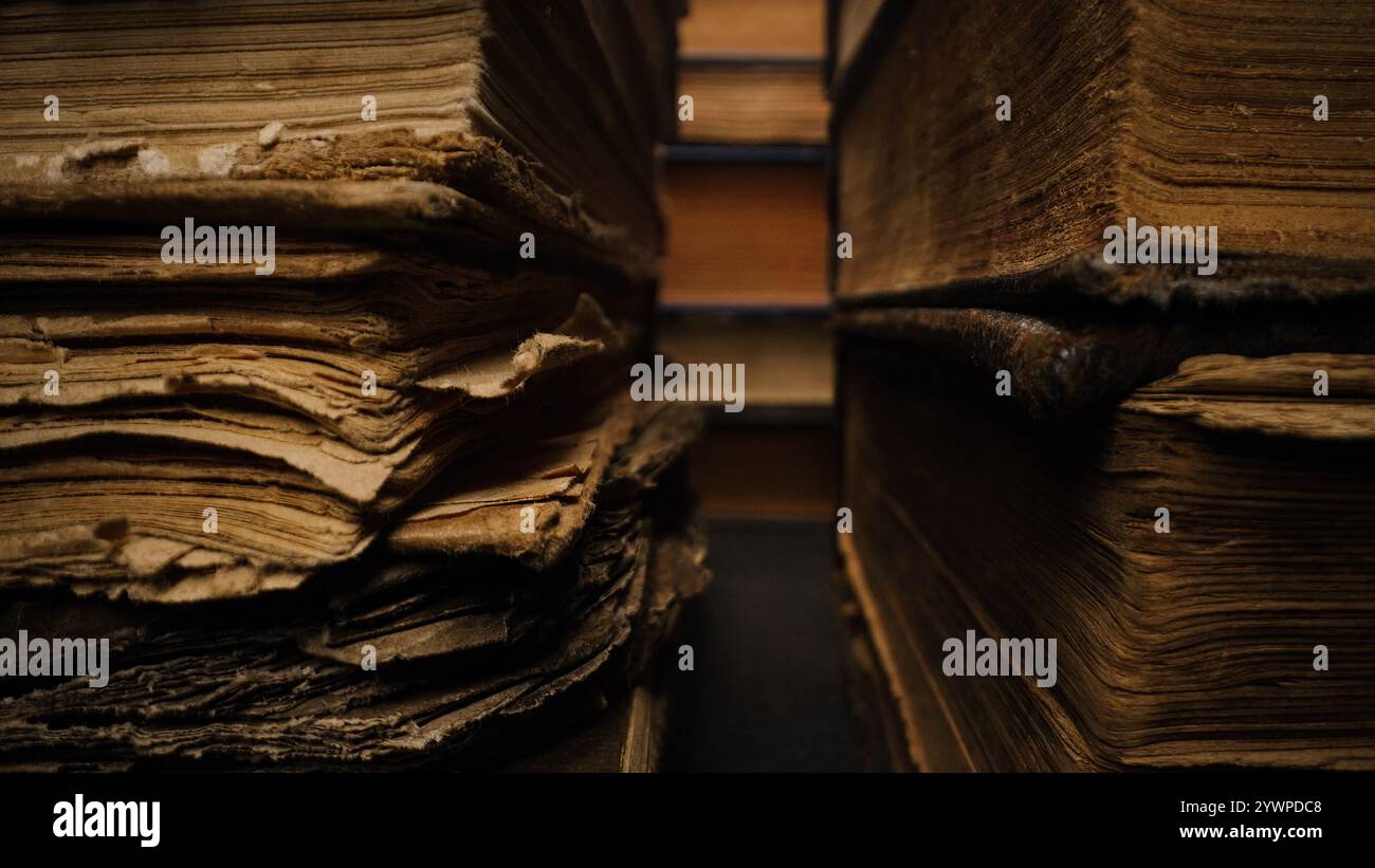 Library stack old books slider hi-res stock photography and images - Alamy