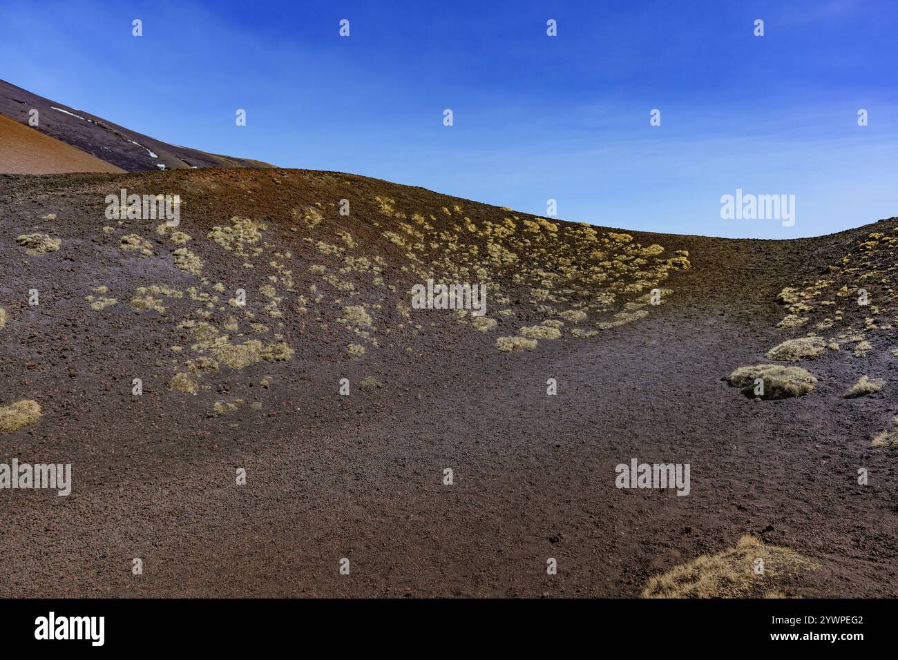 Mount Etna in Sicily, Italy. View of ash, solidified lava and residual ...
