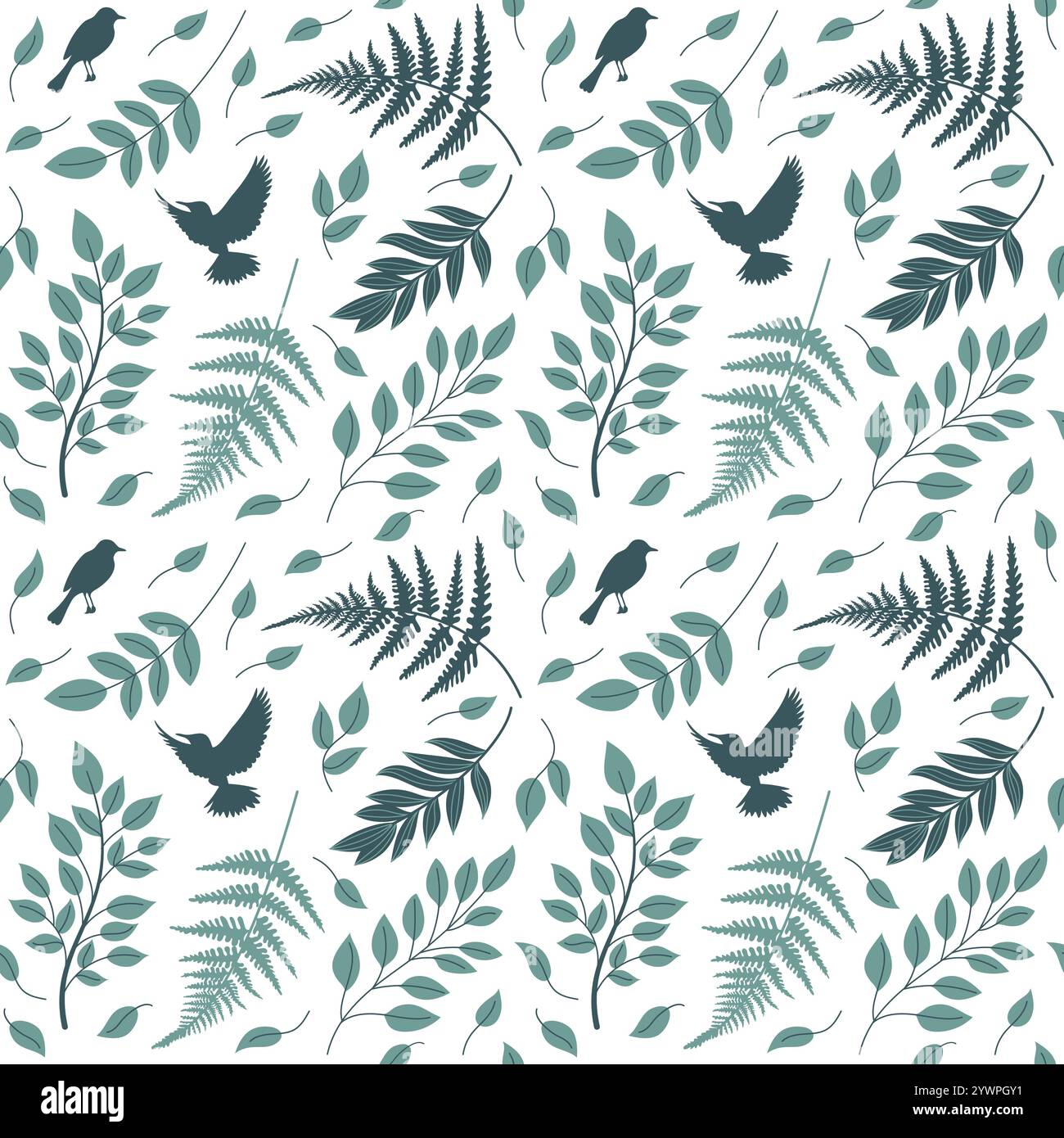 Seamless pattern of stylized branches and leaves, designed in vector ...