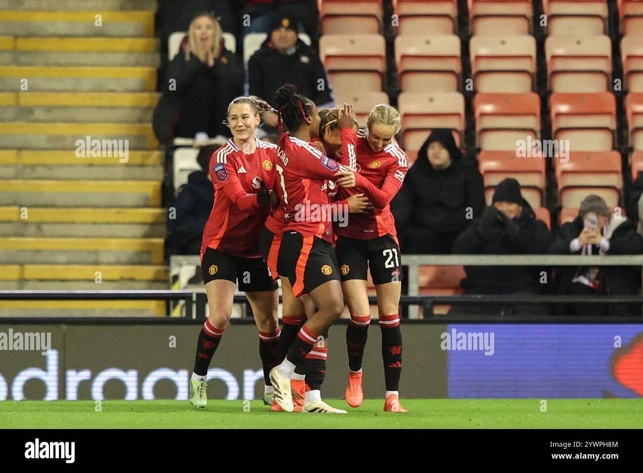 Leigh, UK. 11th Dec, 2024. Gabby George of Manchester United celebrates ...