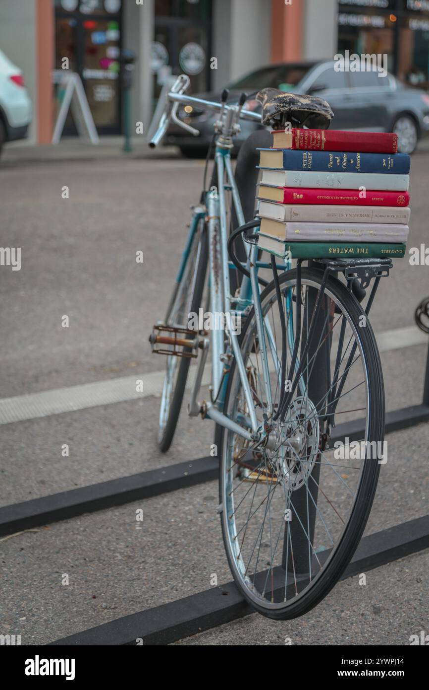 Books on the Bicycle rack in downtown Charleston, South Carolina Stock ...