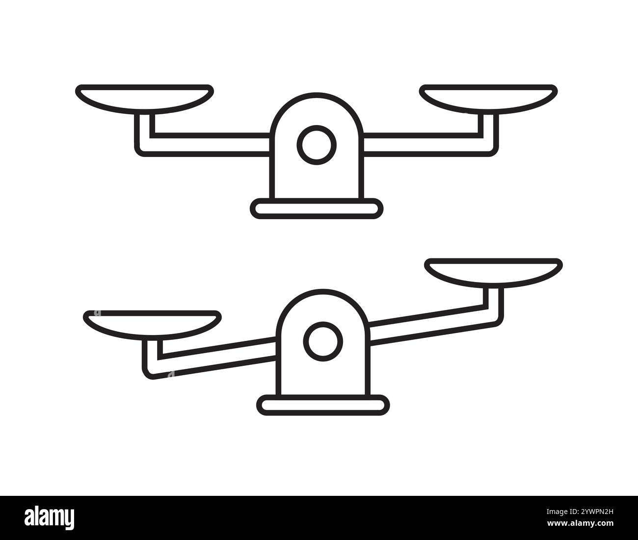 Vector set of two flat black outline measuring scales icon isolated on ...