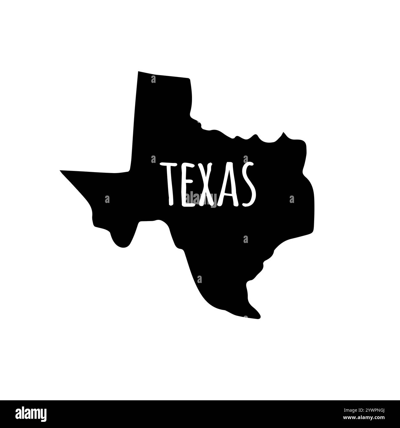 Vector black hand drawn Texas map silhouette isolated on white ...
