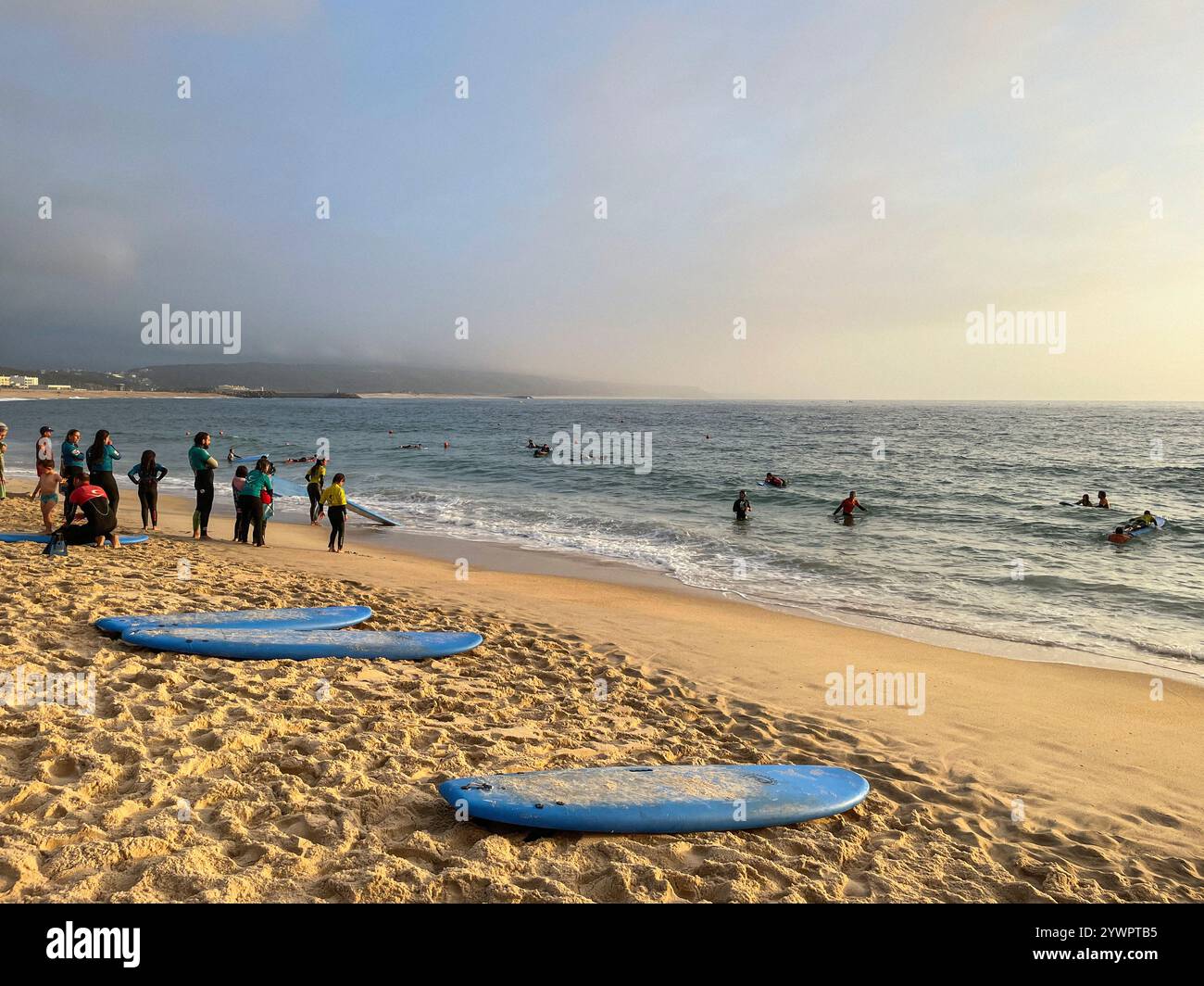 Portugal, Nazarè, Surf school on the beach Stock Photo - Alamy