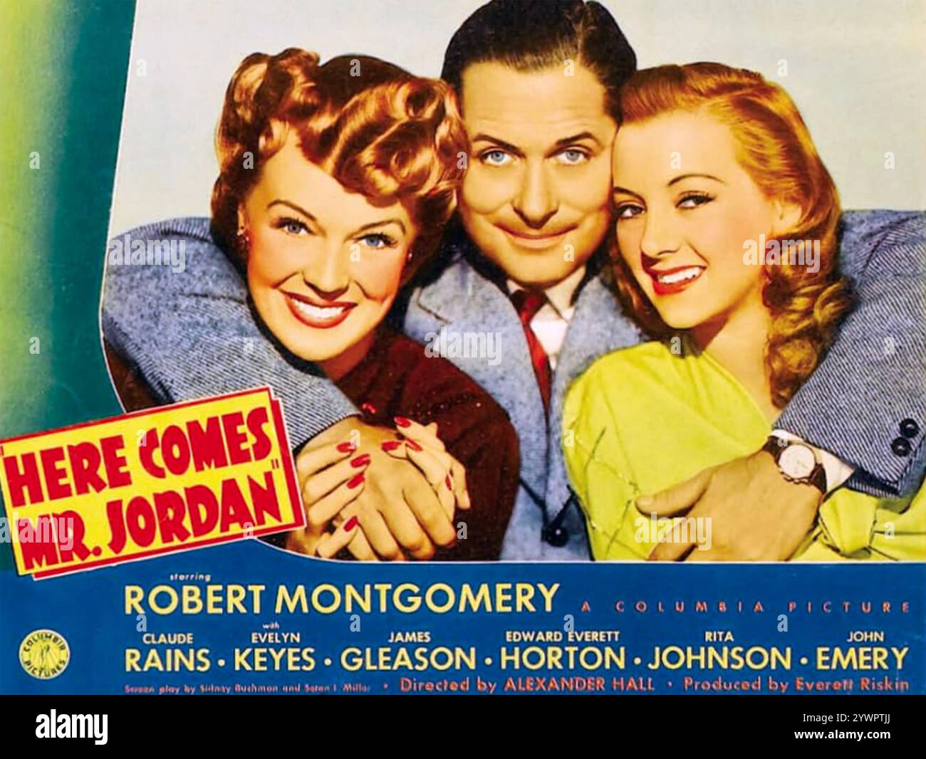 HERE COMES MR. JORDAN 1941 Columbia Pictures film with from left: Rita ...