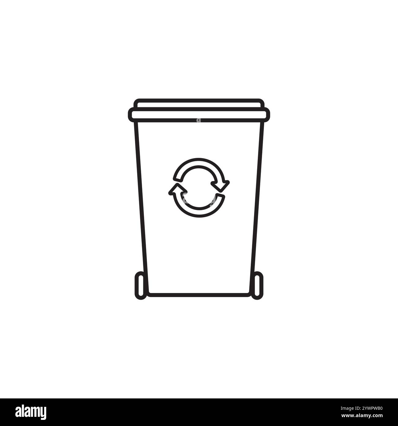 Vector flat outline garbage can with recycle symbol isolated on white ...