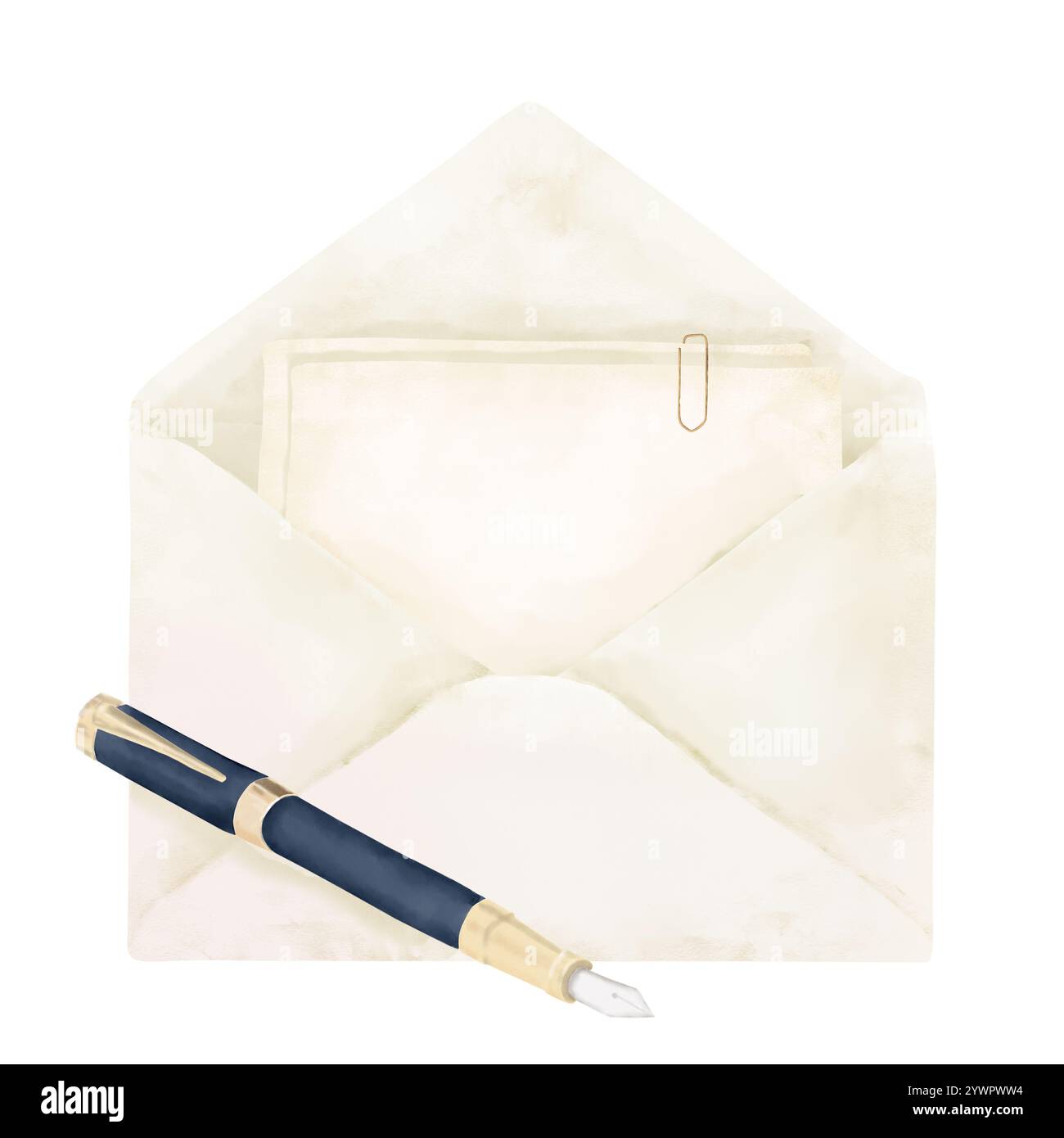 Open kraft envelope with a sheet of paper peeking out of the envelope ...
