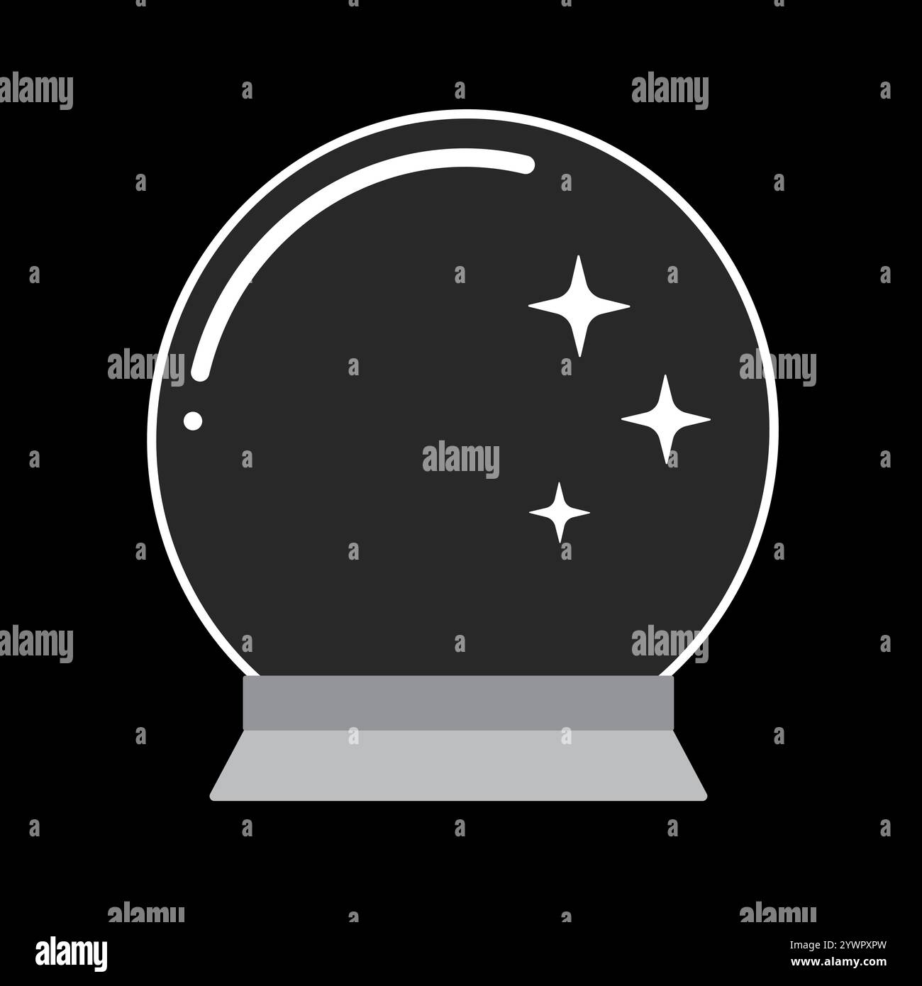 Vector flat cartoon mysterious orb, magical crystal glass ball ...