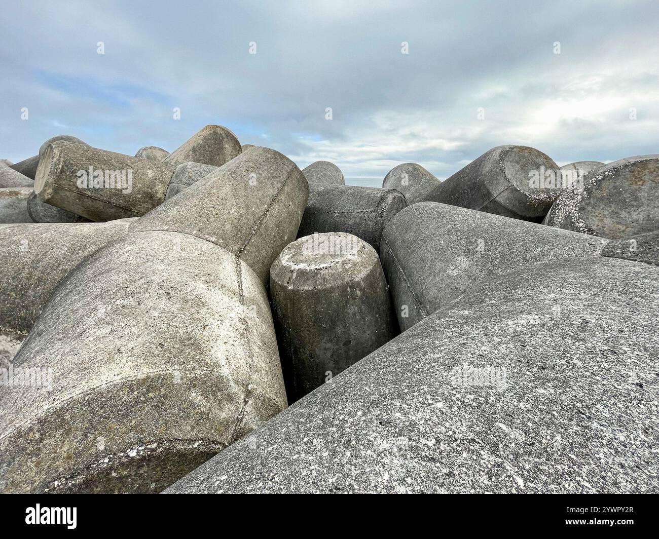Portugal, Peniche, concrete tide blocks on the pier Stock Photo - Alamy