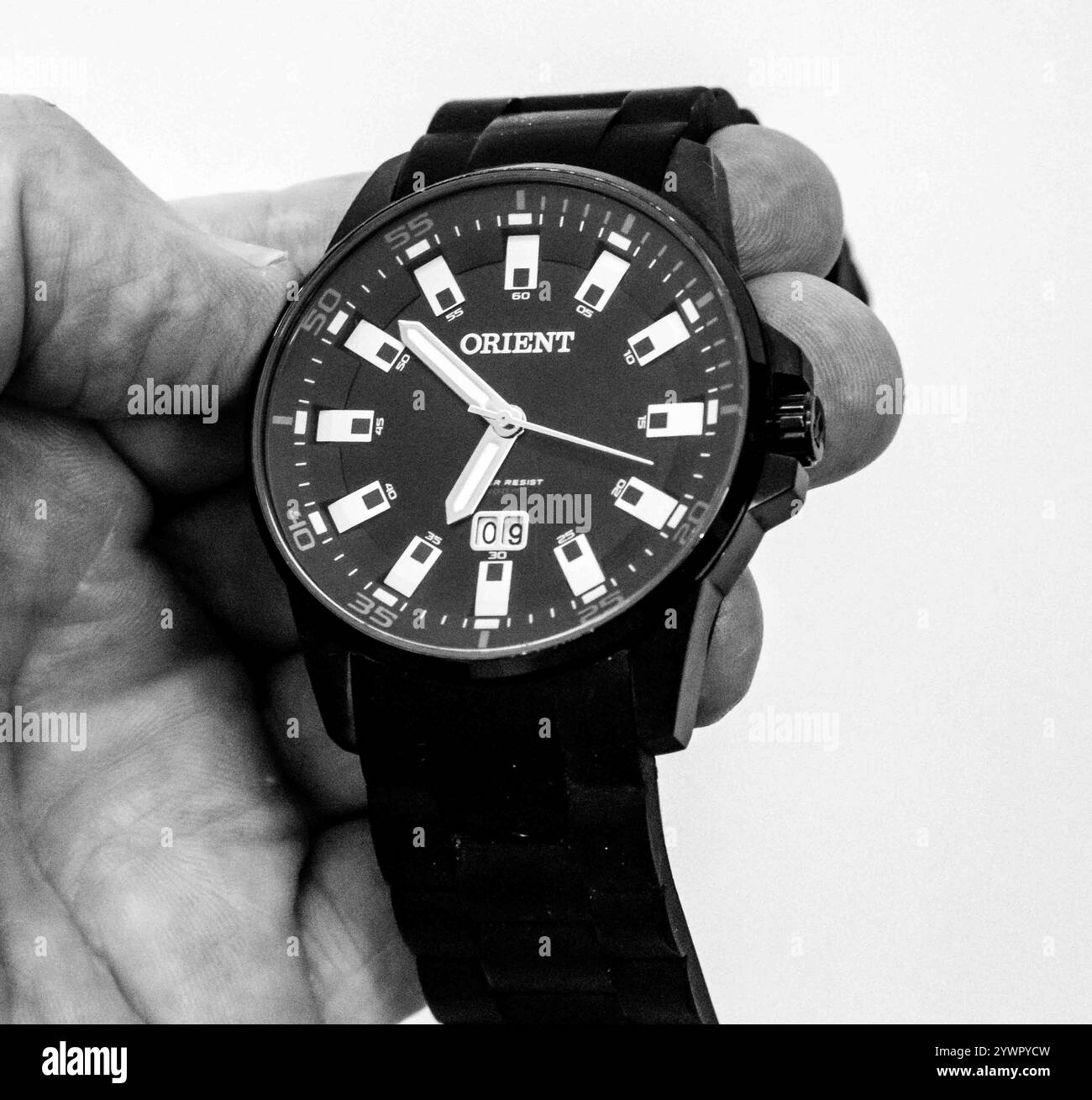 Metal wristwatch Black and White Stock Photos & Images - Alamy