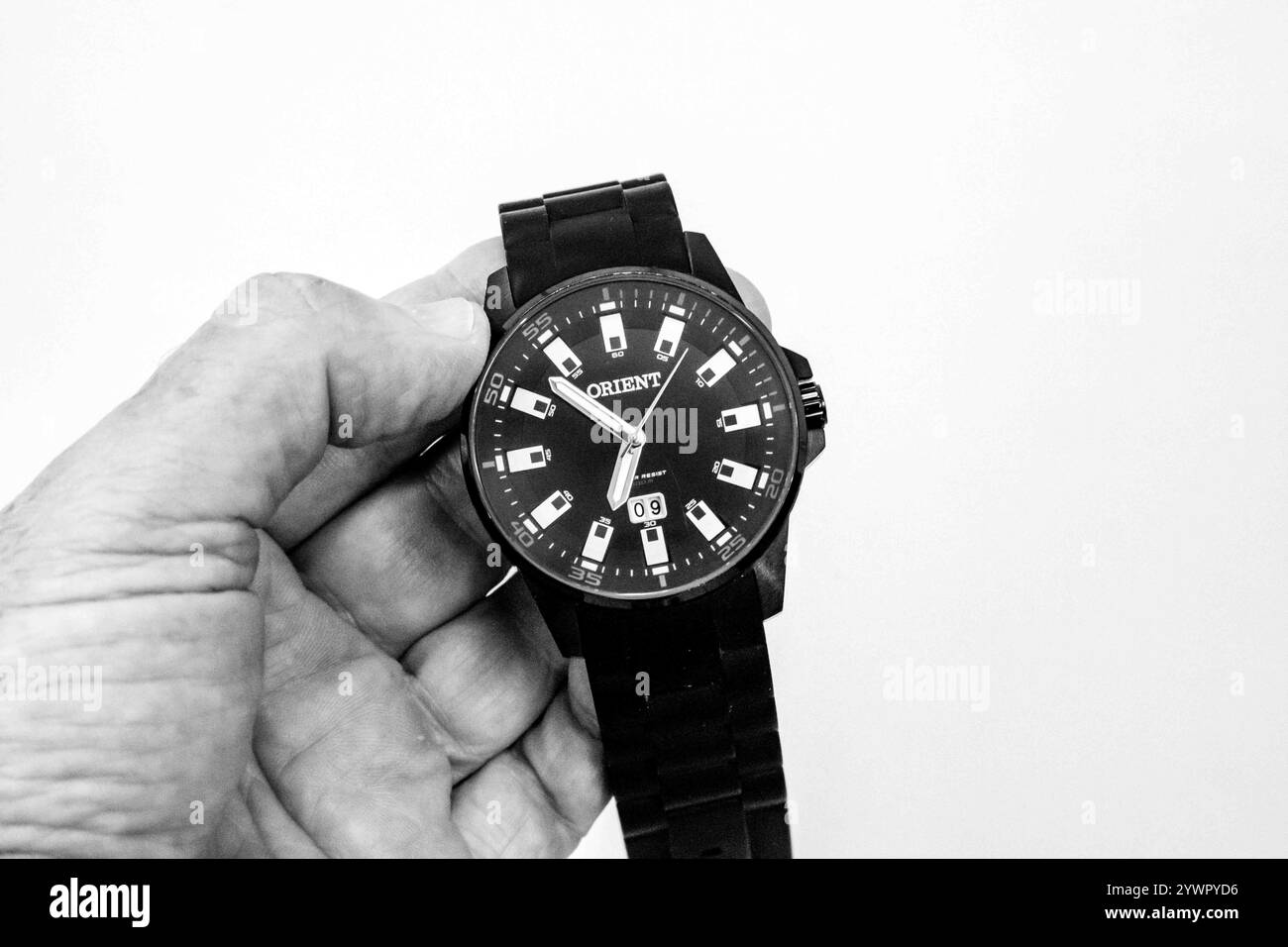 Metal wristwatch Black and White Stock Photos & Images - Alamy