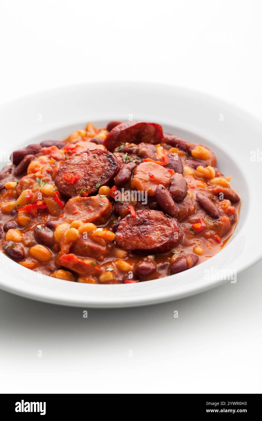 beans with sausage, cowboy beans Stock Photo - Alamy