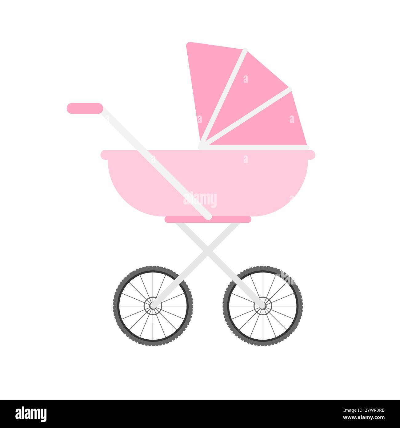 Vector flat cartoon pink baby pram isolated on white background Stock ...