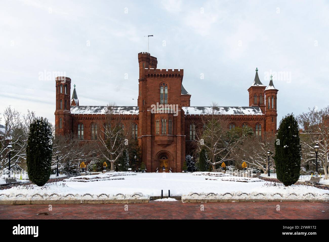 The Smithsonian Institution Building, or The Castle, is covered in snow ...