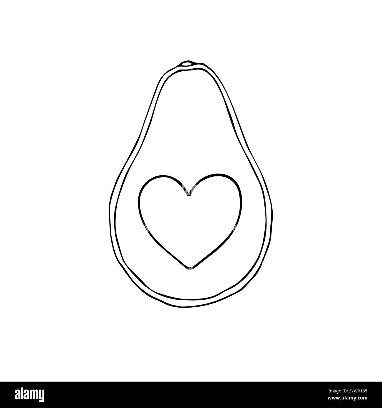 Vector hand drawn doodle sketch avocado with heart isolated on white ...