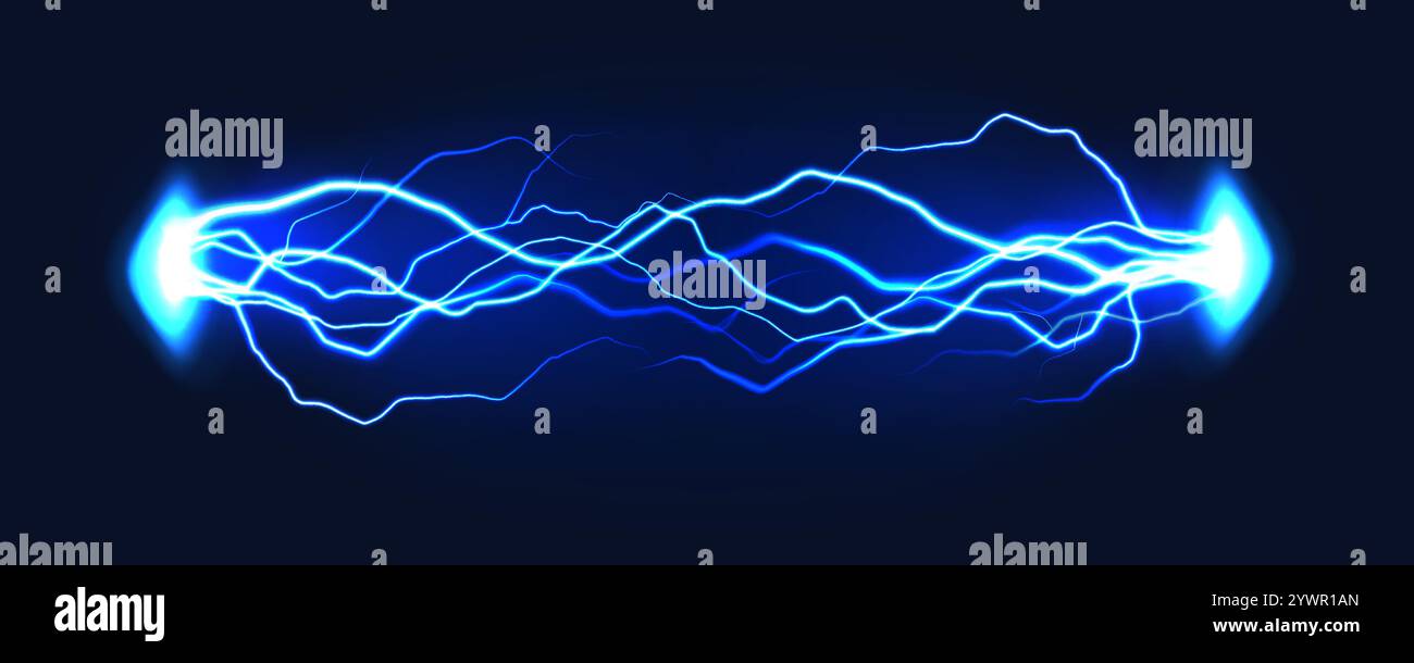Electric discharge. Thunder bolts blue lightning, electric shock ...