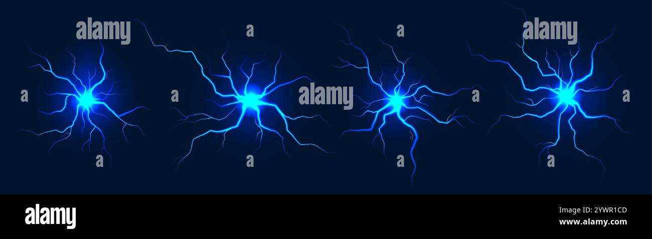 Lightning balls. Flash light thunder spark, electric blast storm or ...