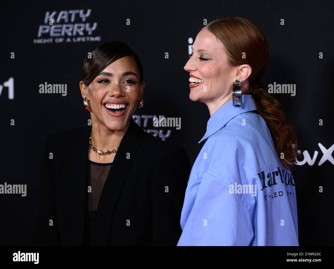 London, UK. December 11th, 2024. Alex Scott and Jess Glyne arriving at the Katy Perry, Night of ...