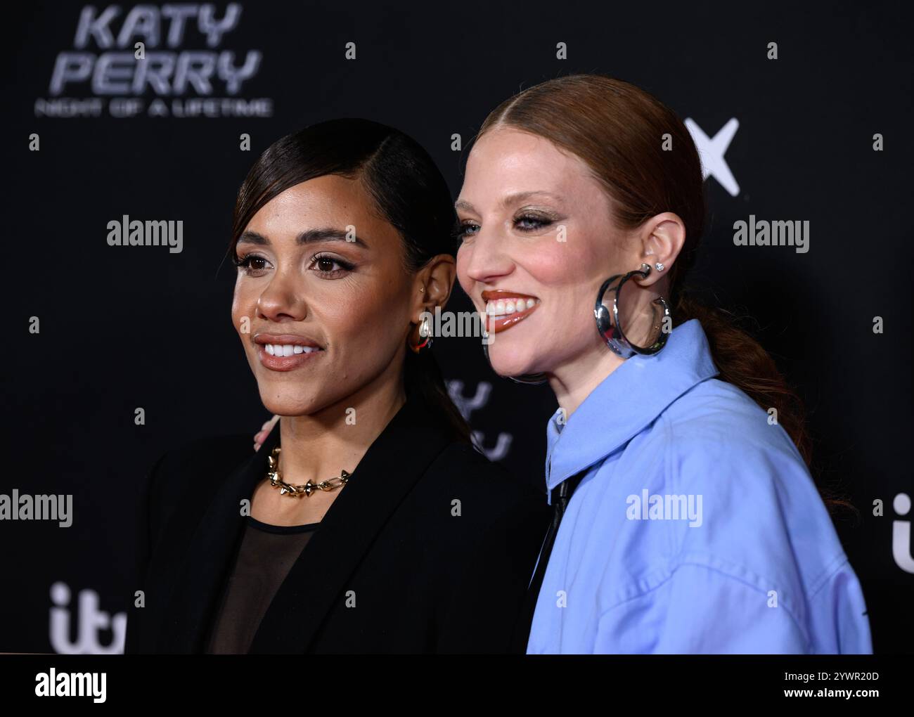 London, UK. December 11th, 2024. Alex Scott and Jess Glyne arriving at the Katy Perry, Night of ...