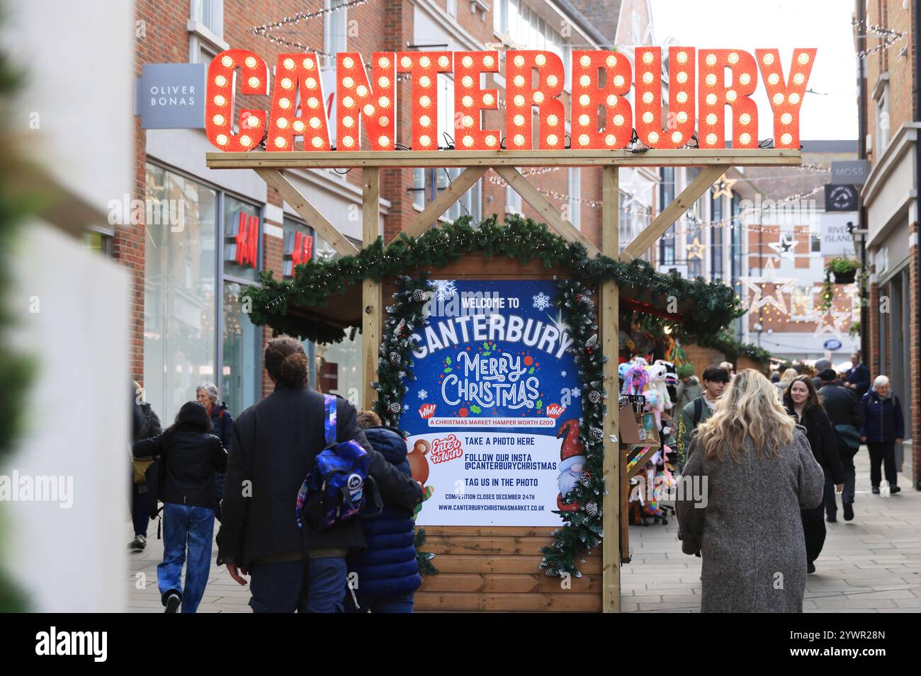 The Christmas Market at Whitefriars shopping centre in Canterbury, Kent ...