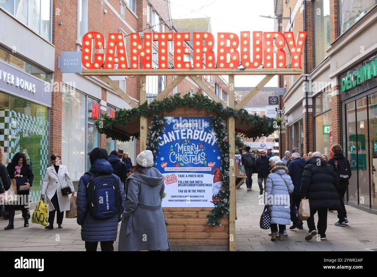 The Christmas Market at Whitefriars shopping centre in Canterbury, Kent ...