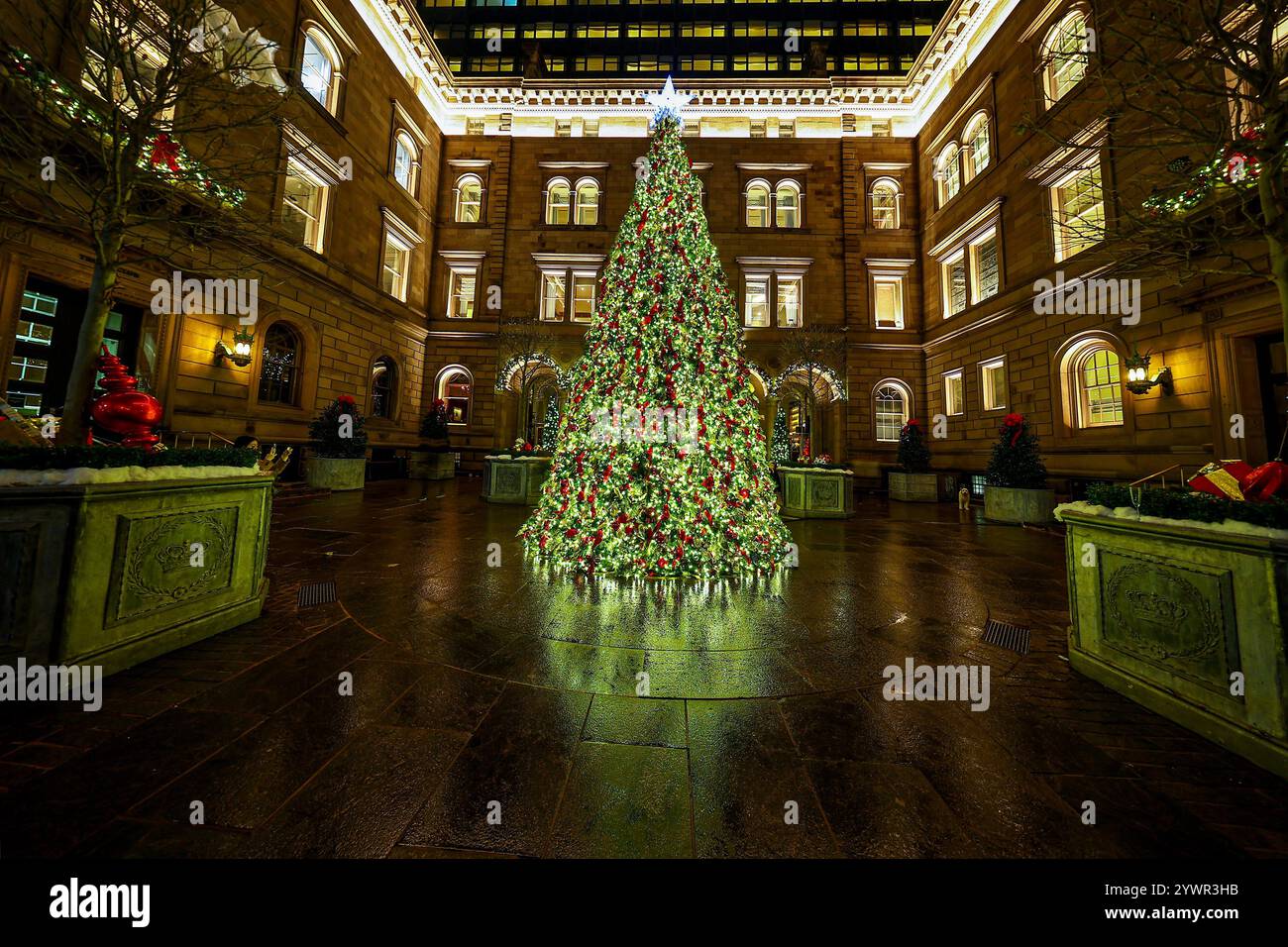 The beautiful Christmas tree in the courtyard of the Lotte New York ...