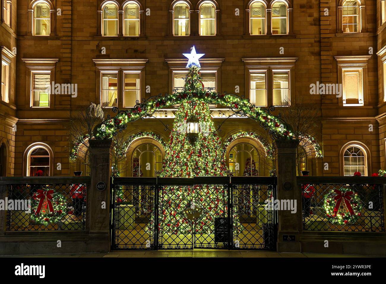 The beautiful Christmas tree in the courtyard of the Lotte New York ...