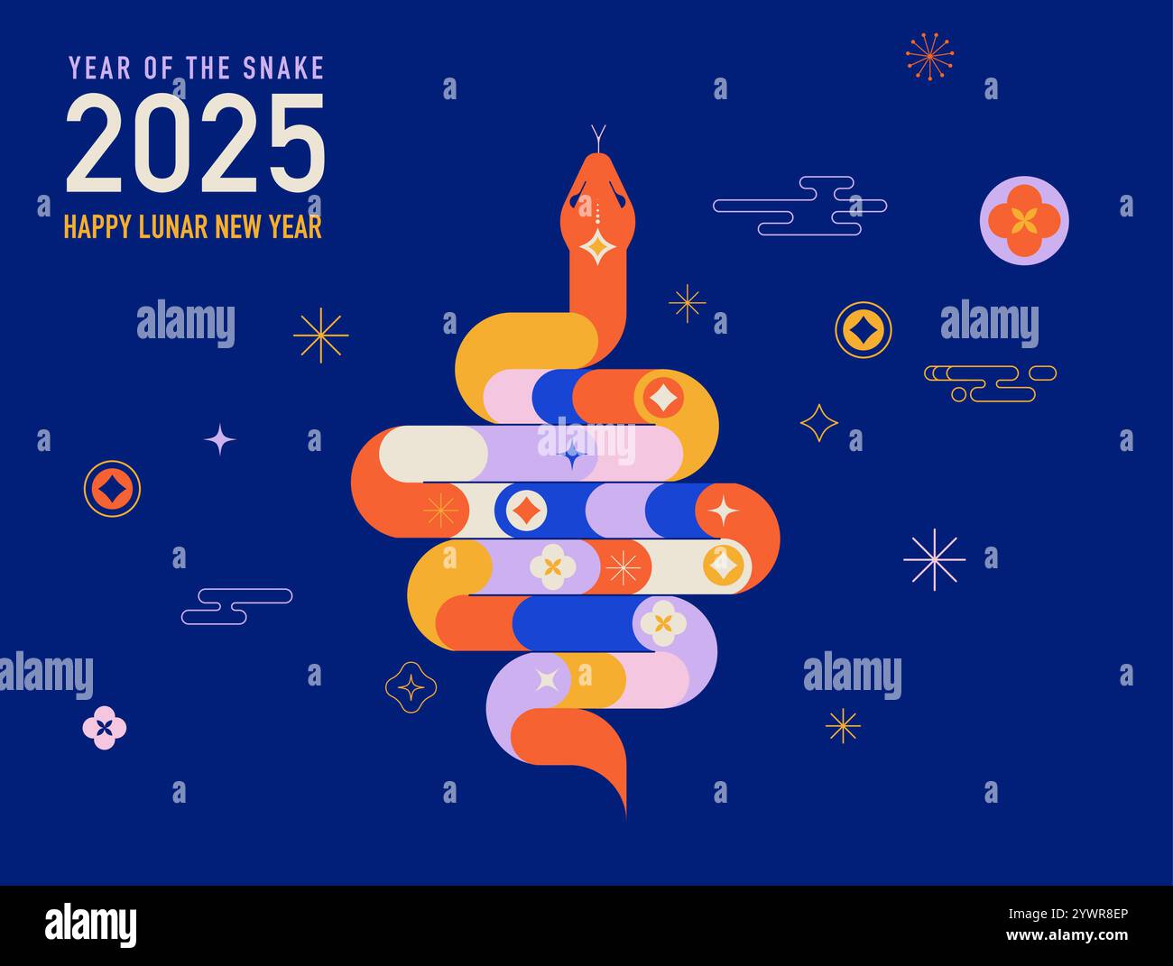Chinese new year 2025 year of the Snake. Red Snake illustrations ...