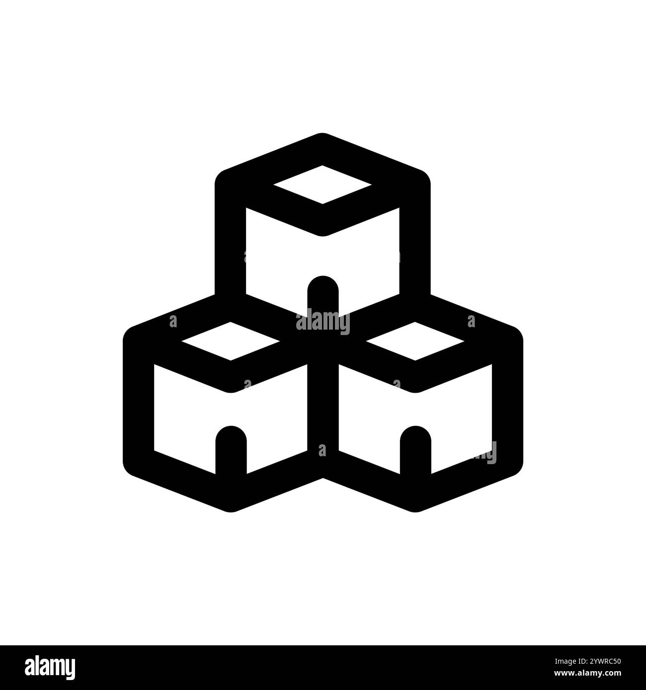 Sugar line black icon. Nutrition facts. White sugar set with piles and ...