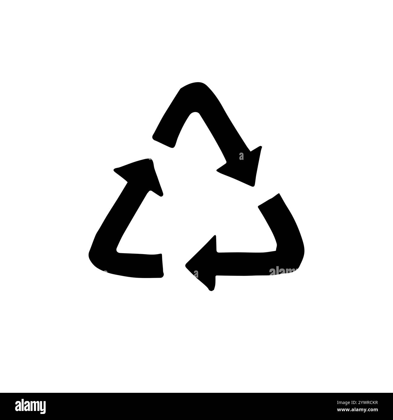 Vector black hand drawn doodle sketch recycle symbol isolated on white ...