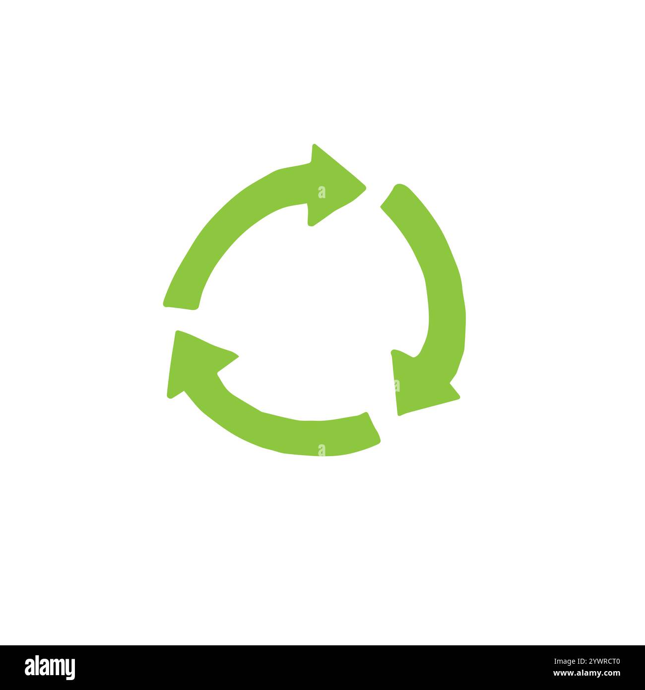 Vector hand drawn doodle sketch green round recycle symbol isolated on ...